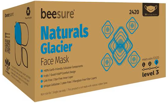 FACE MASK GLACIER BLUE BEESURE NATURALS (50/BX)