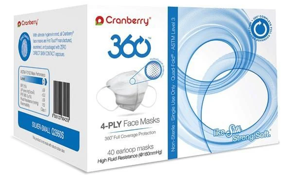 FACE MASK EARLOOP 360 LEVEL 3 (40/BX)