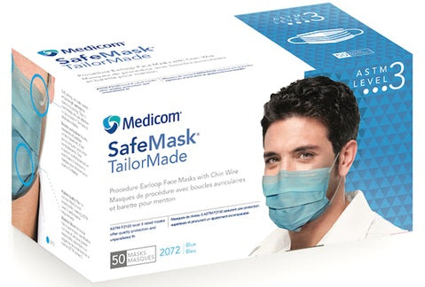 FACE MASKS PLUS TAILOR MADE BLUE EARLOOP LEVEL 3 (50BX)