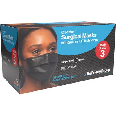FACE MASK SURGICAL SECURE FIT BLACK LEVEL-3 (50/BX)
